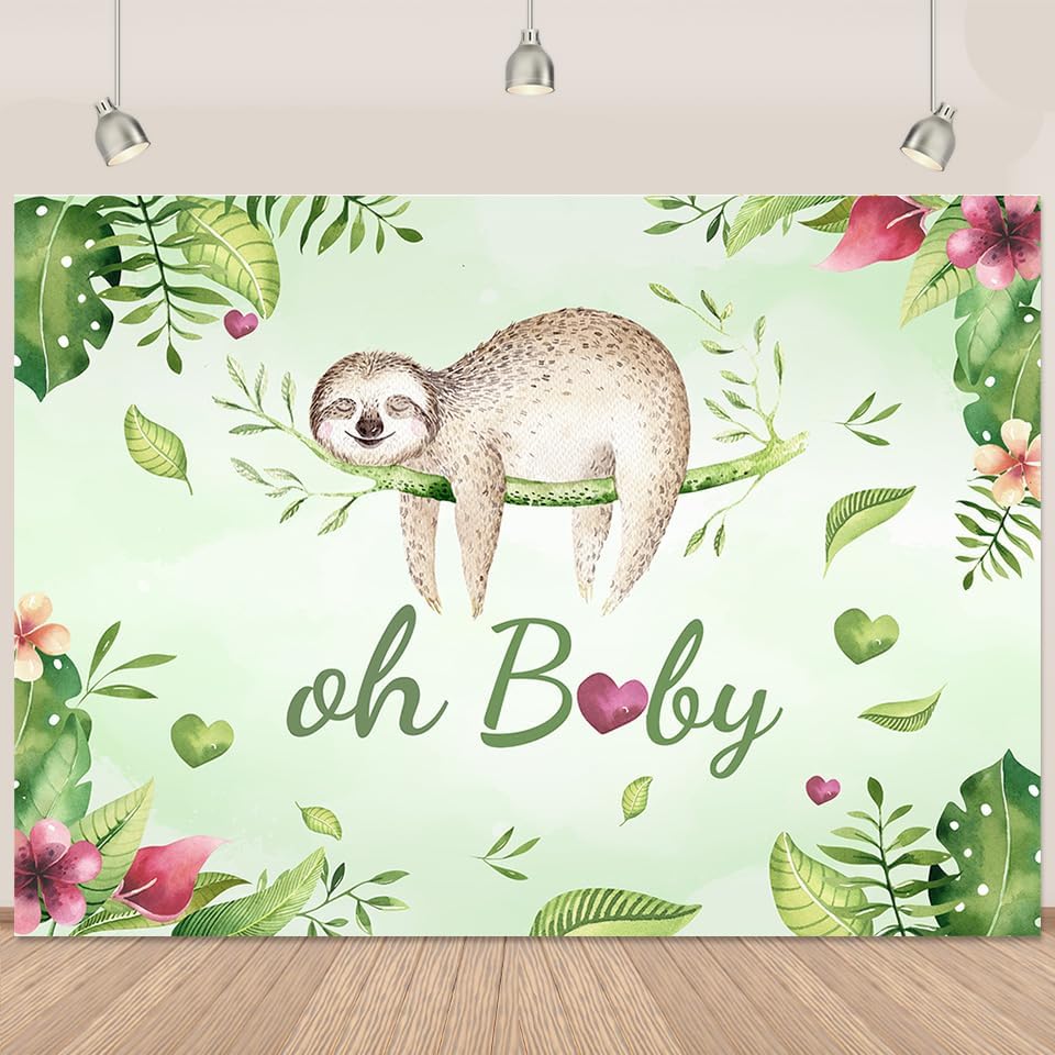 Sloth Baby Shower Backdrop for Kids Oh Baby Backdrop for Baby Shower ...