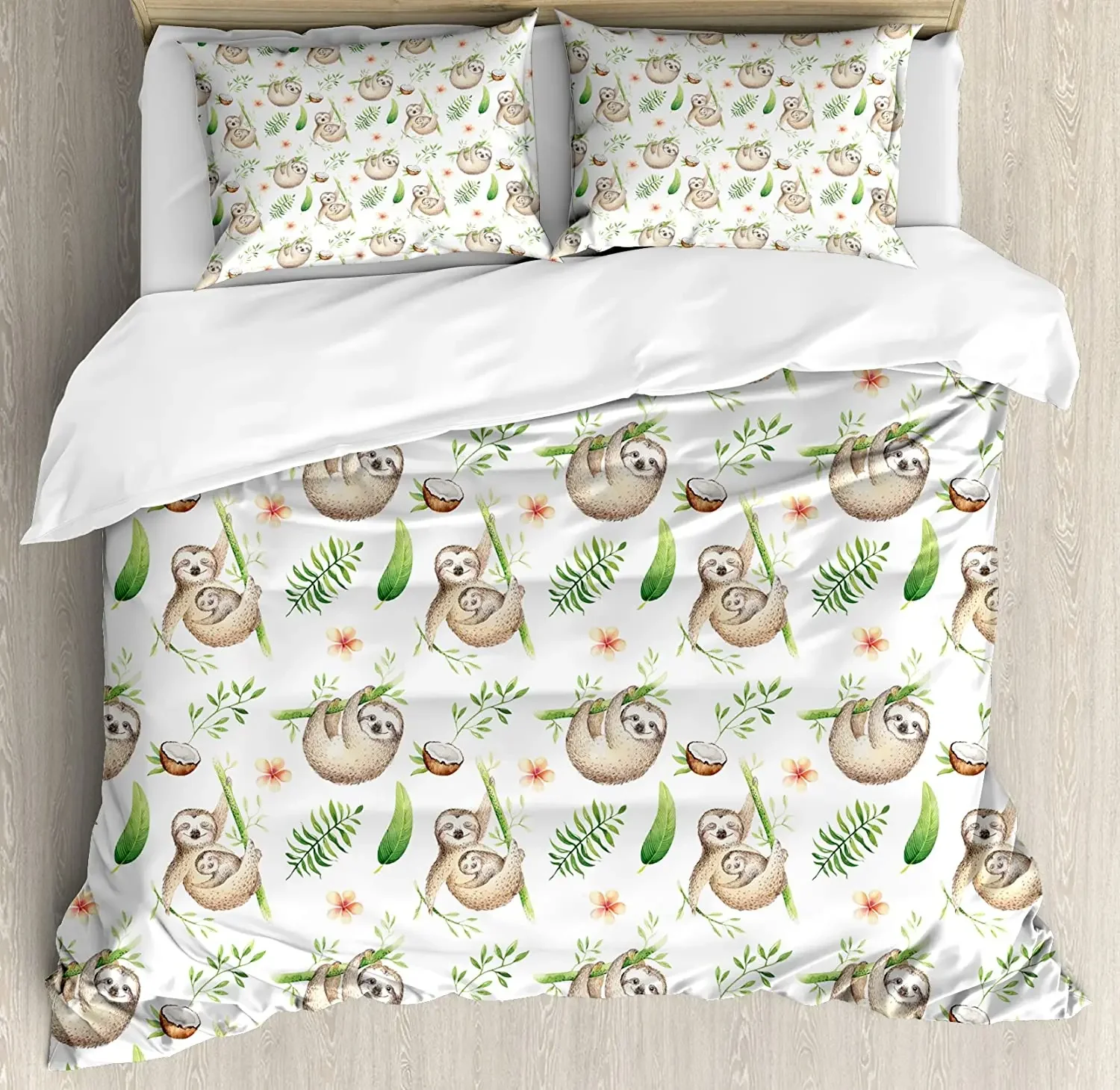Sloth Bedding Set For Bedroom Bed Home Arboreal Mammal Sleeping on ...