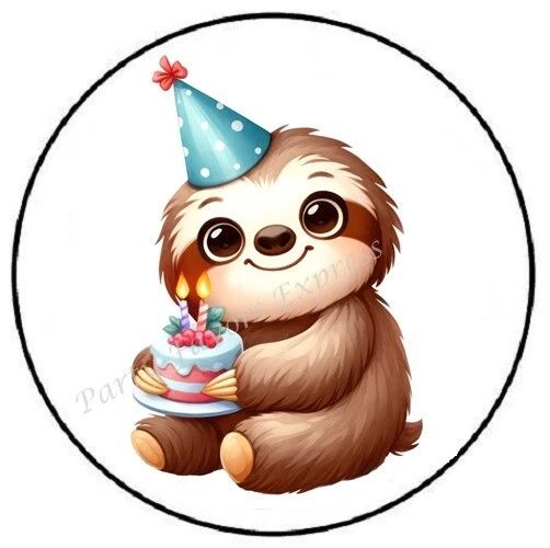 Sloth Birthday Stickers Party Favors Phone Decal Water Bottle Stickers ...