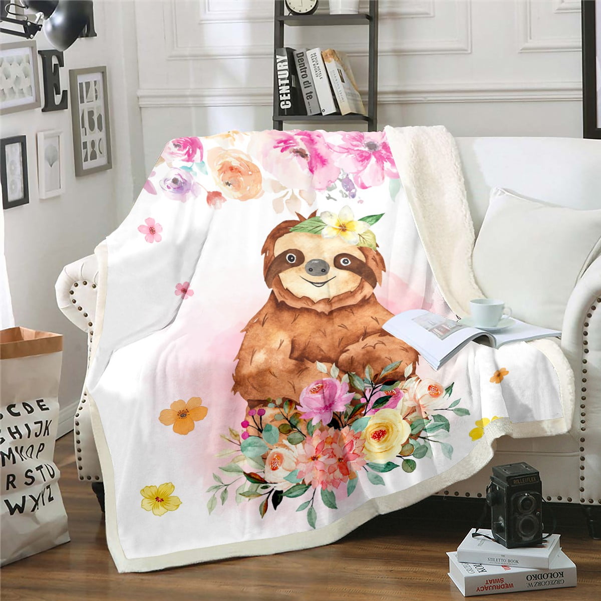 Sloth Blanket Boho Floral 40"x50" Throw Blanket ,Cute Wild Animal ...
