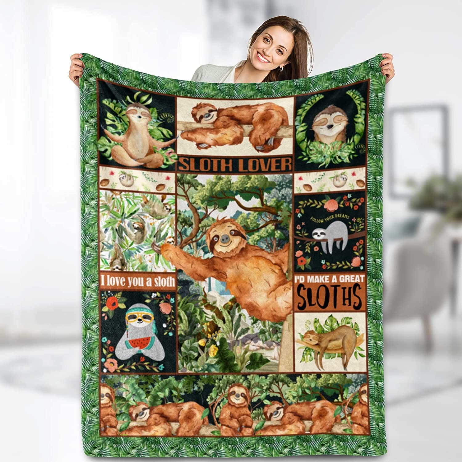 Sloth Blanket Cute Animal Print Blanket, Kids Blanket Sloth Gifts for ...