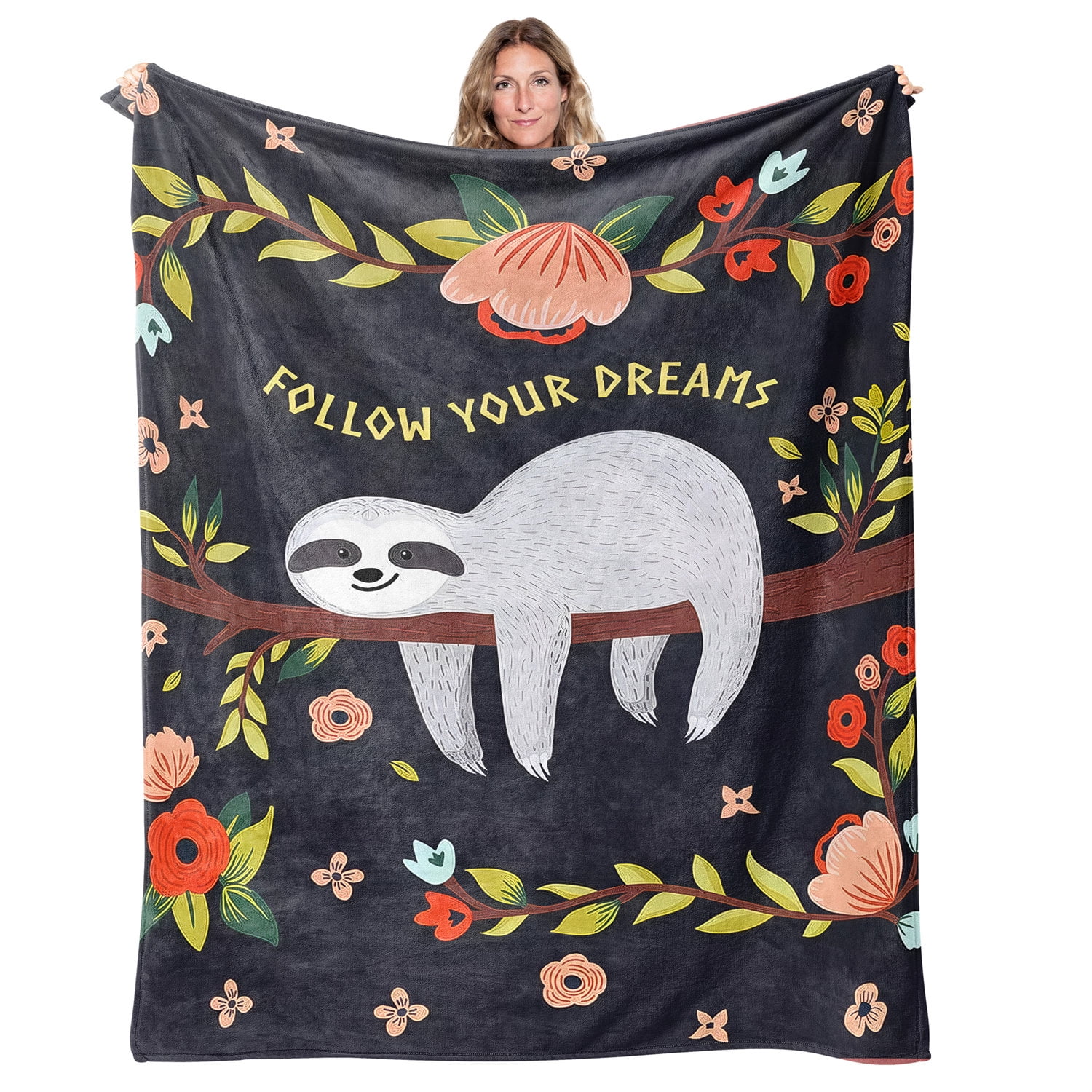 Sloth Blanket for Girls Sloth Blanket with Flower Gifts for Boys Soft ...