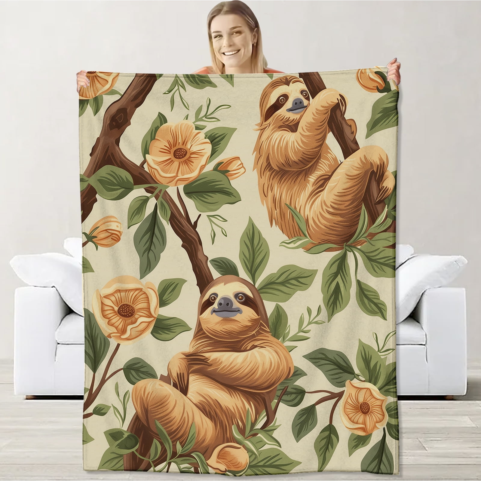 Sloth Blanket for Women Adults Girls, Flannel Sloth Blankets Gifts ...