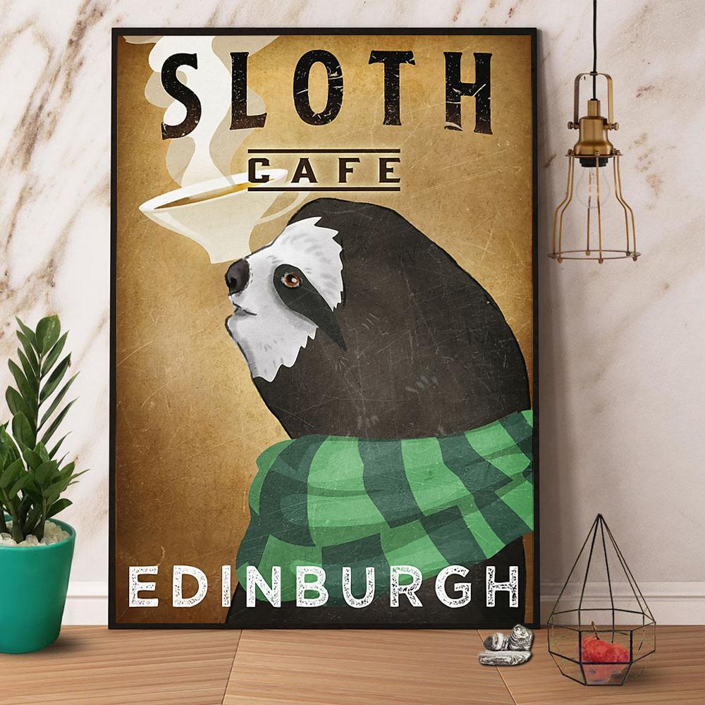 Sloth Cafe Edinburgh Vintage Paper Poster No Frame Matte Wall Art Decor ...