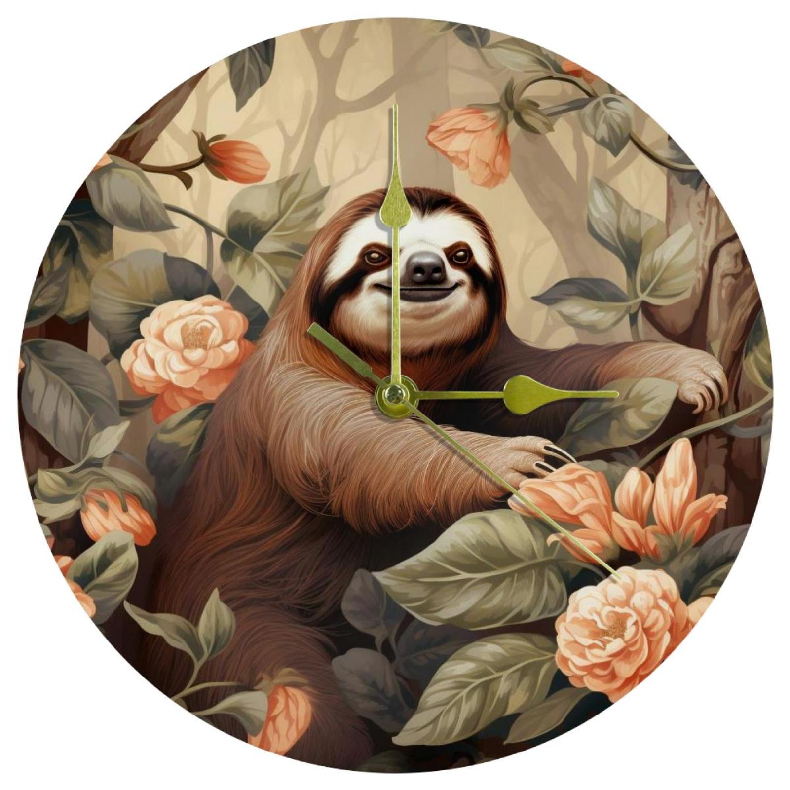 Sloth Circular Acrylic Wall Clock - Elegant Timepiece for Home with ...