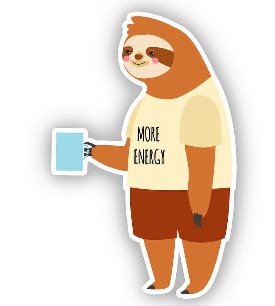 Sloth Coffee - 5" Vinyl Sticker - For Car Laptop I-Pad - Waterproof ...