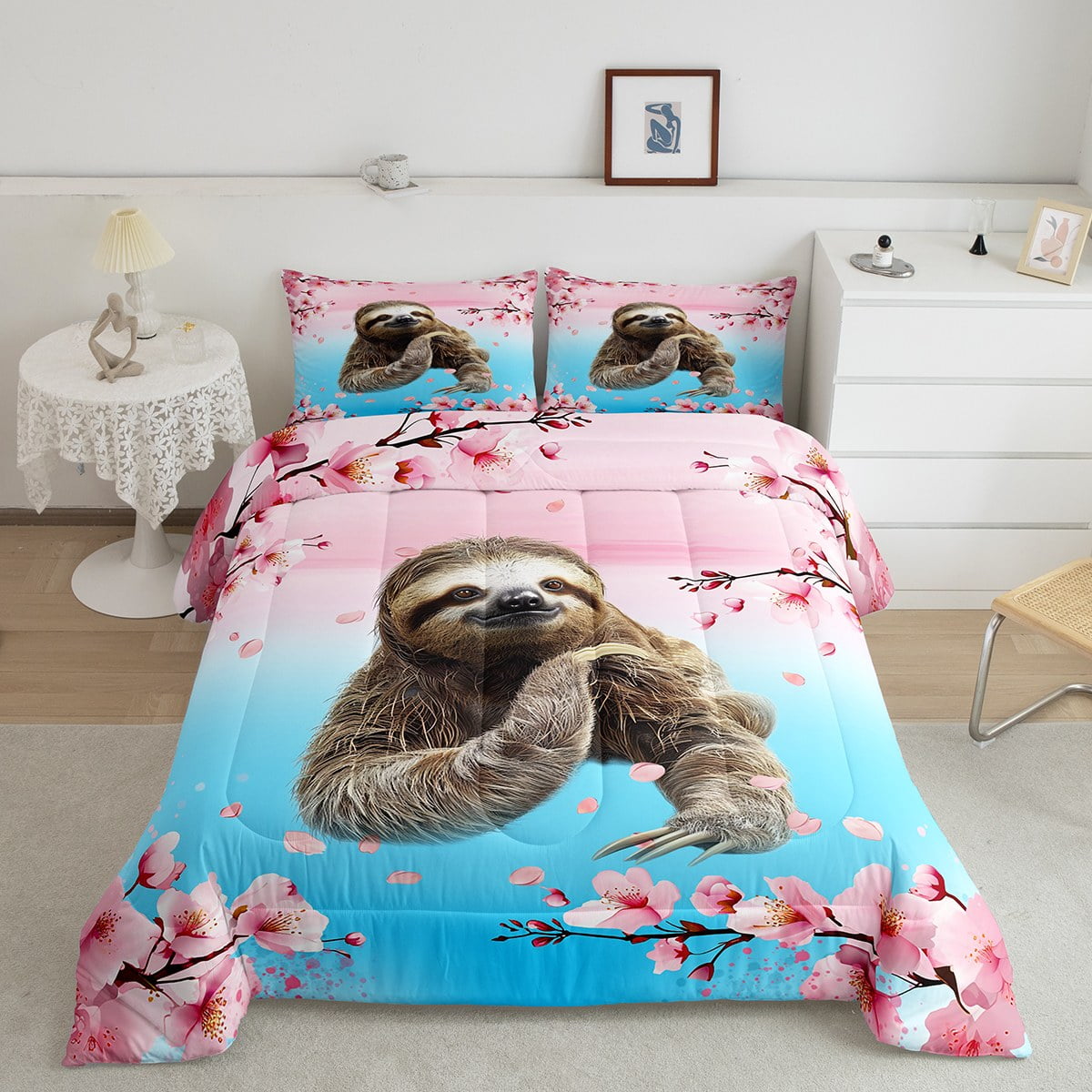 Sloth Comforter Set Wild Animal Full Bedding Comforter Sets,Cherry ...