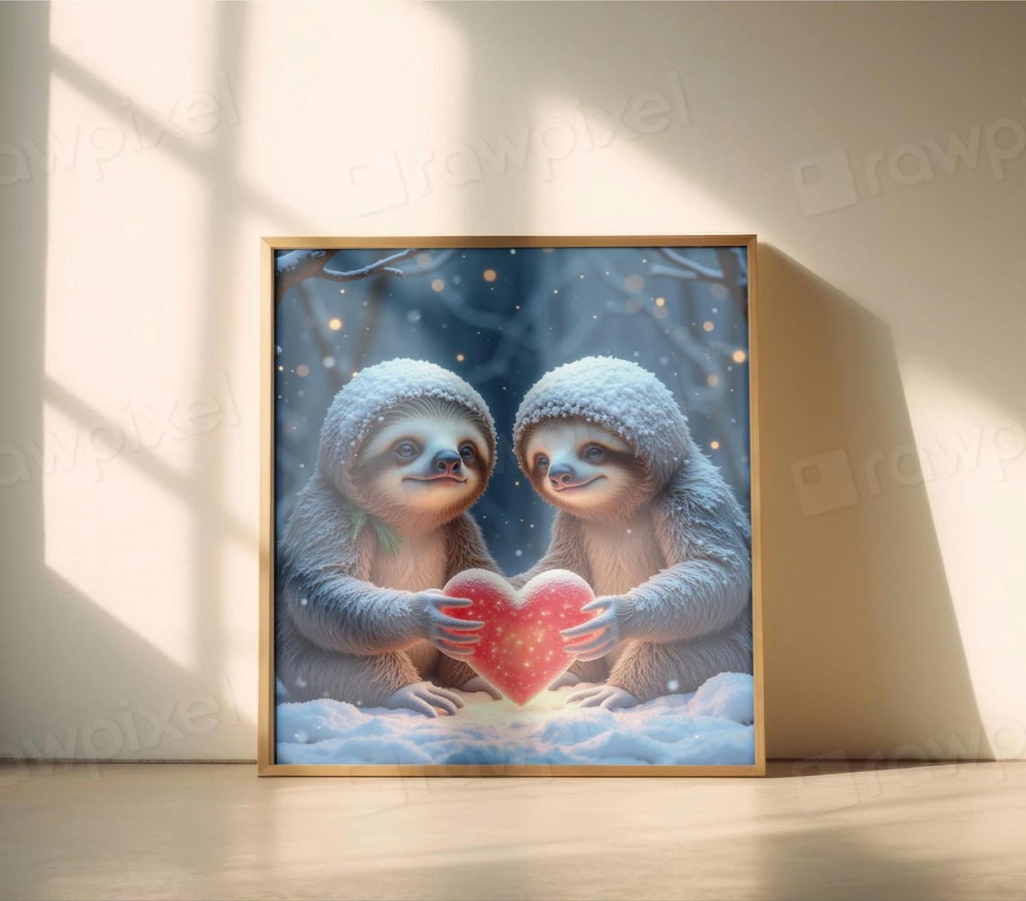 Sloth Couple Wall Art - Romantic Print For Couples, Couples Anniversary ...