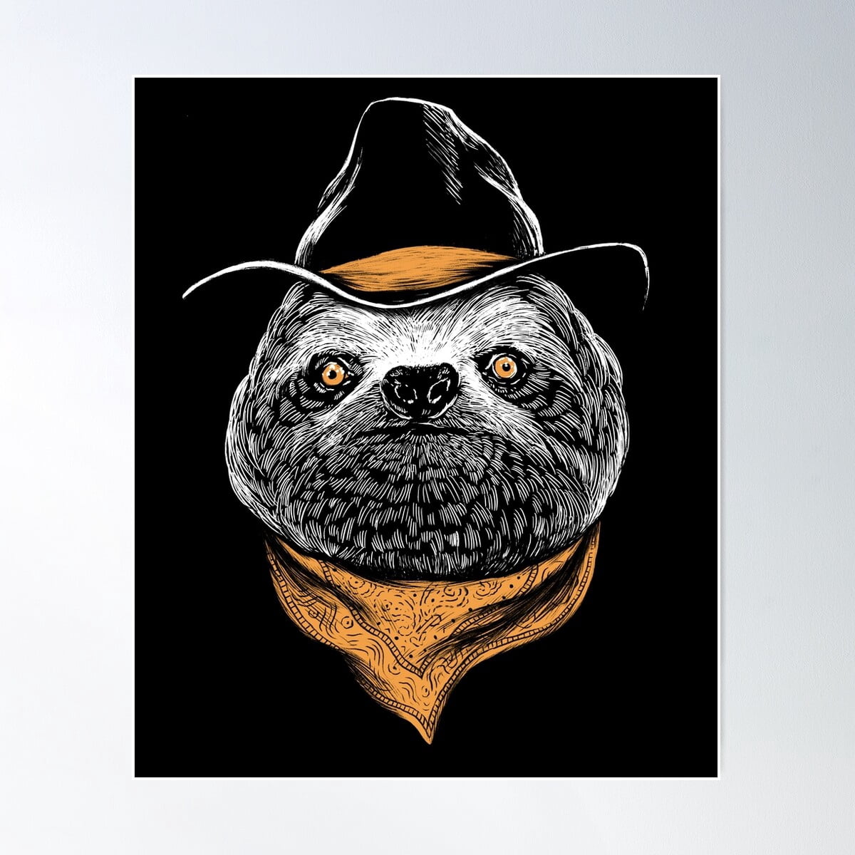 Sloth Cowboy Poster Wall Art, Modern Wall Decor For Living Room Bedroom ...