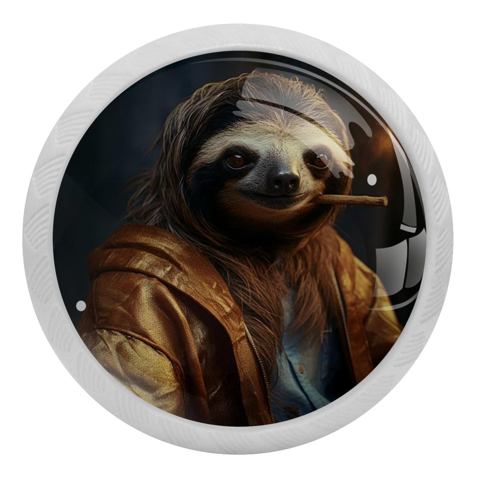 Sloth Crystal Knobs with Screws - 4-Pack Round Fluorescent Drawer Pulls ...