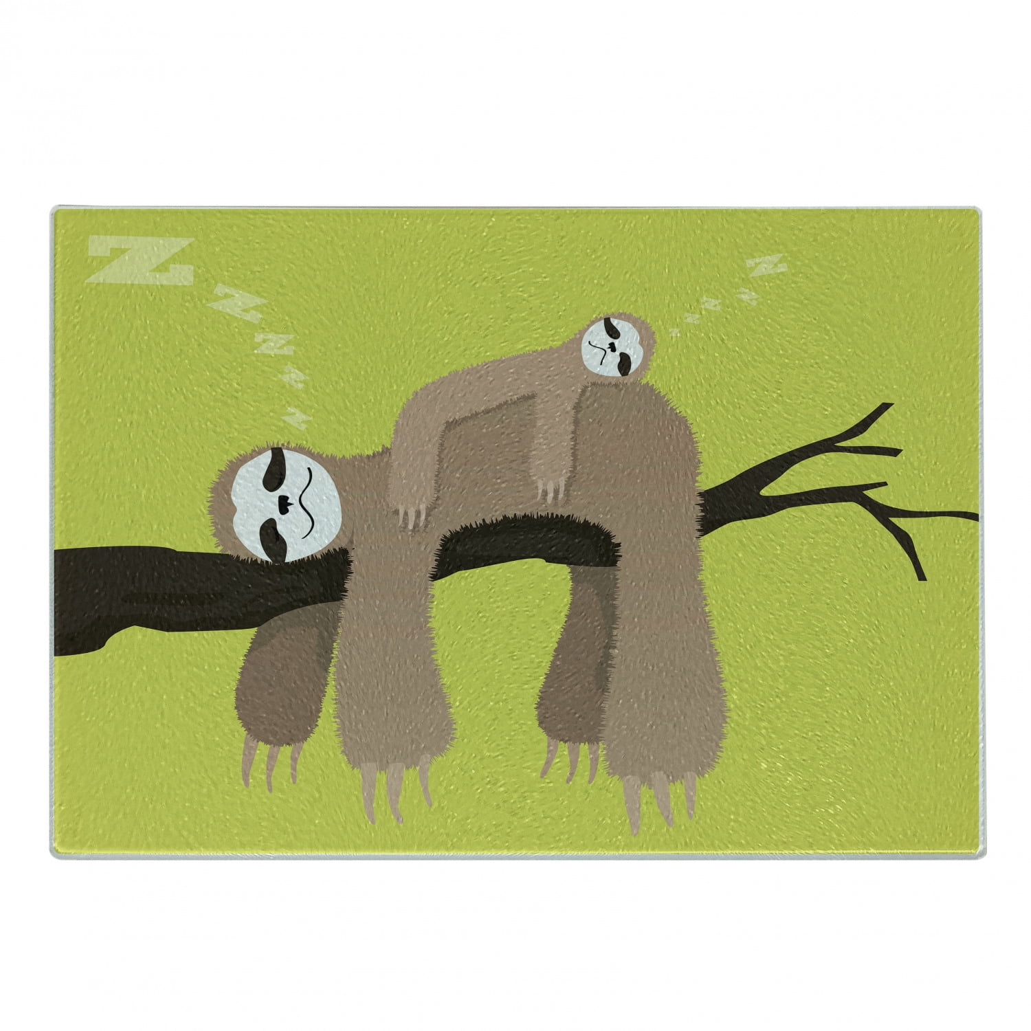 Sloth Cutting Board, Cartoon Mother Sleeping on Branch Animal on Her ...