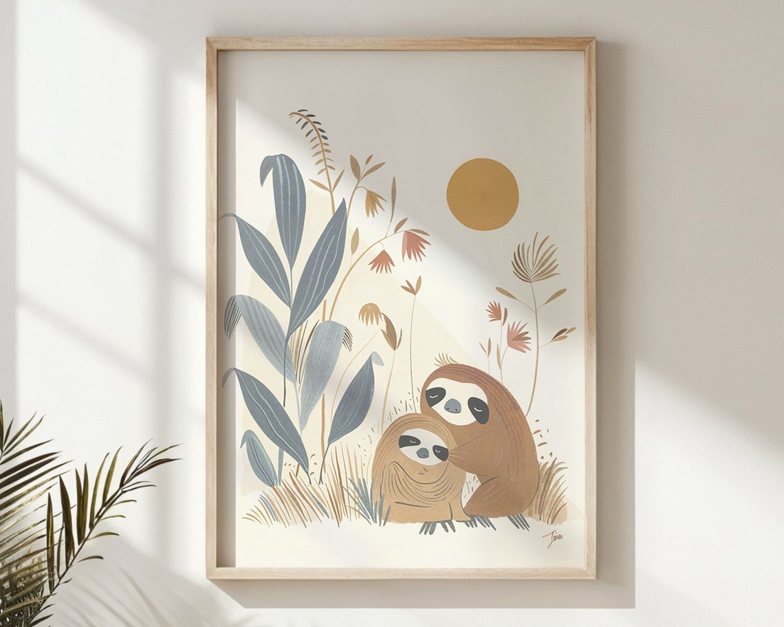 Sloth Family Print, Nursery Wall Art, Kids Room Decor, Animal Posters ...