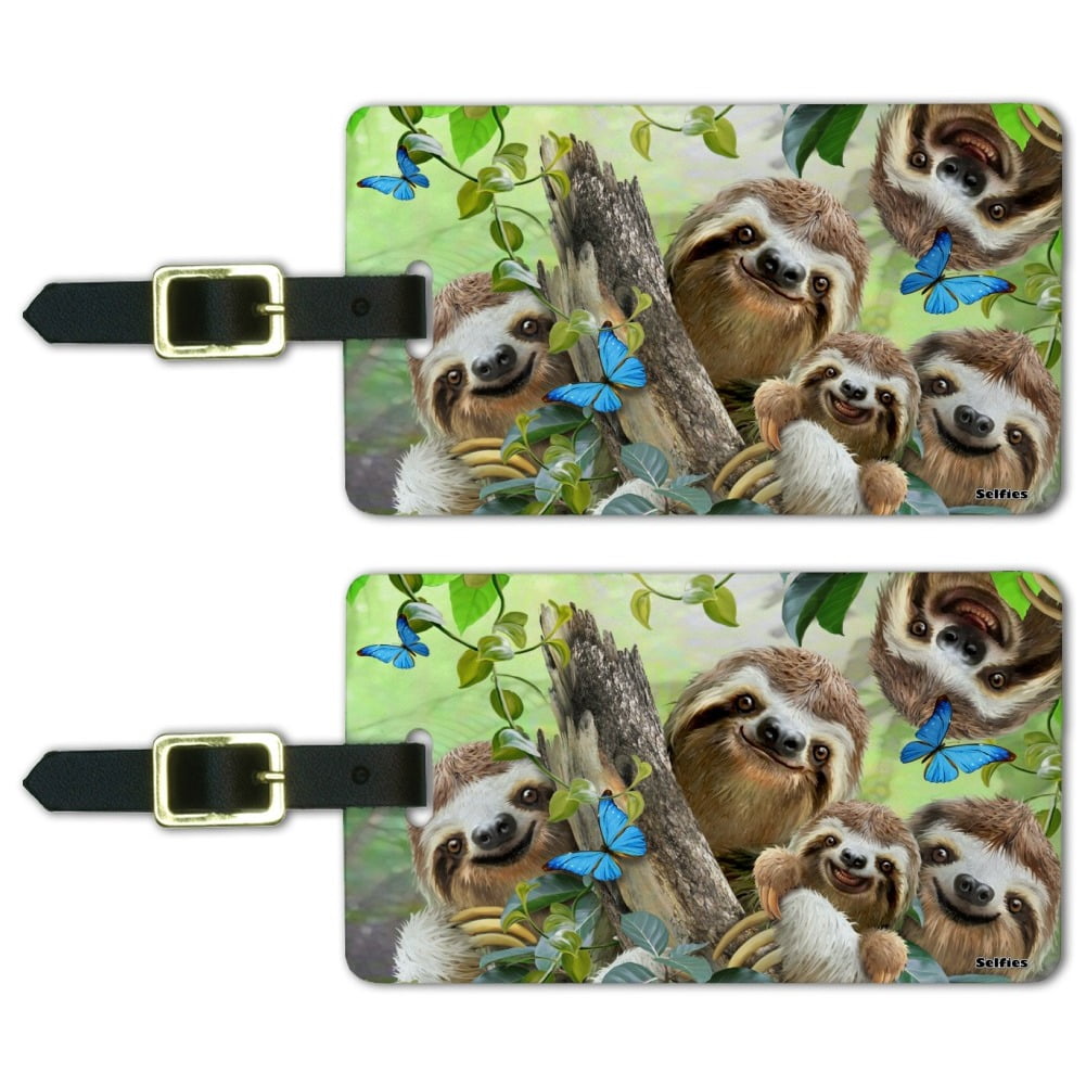 Sloth Family Selfie Luggage ID Tags Suitcase Carry-On Cards - Set of 2 ...