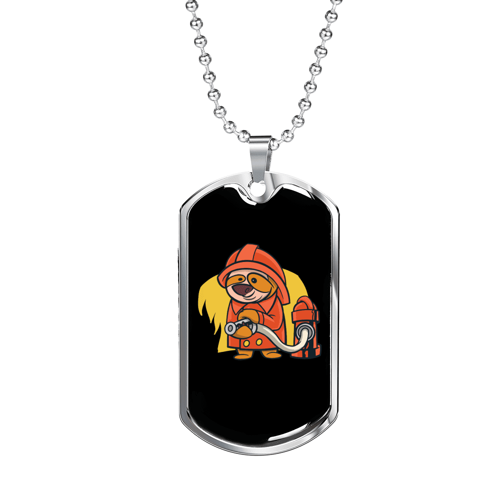 Sloth Firefighter Holding Hose Necklace Stainless Steel or 18k Gold Dog ...