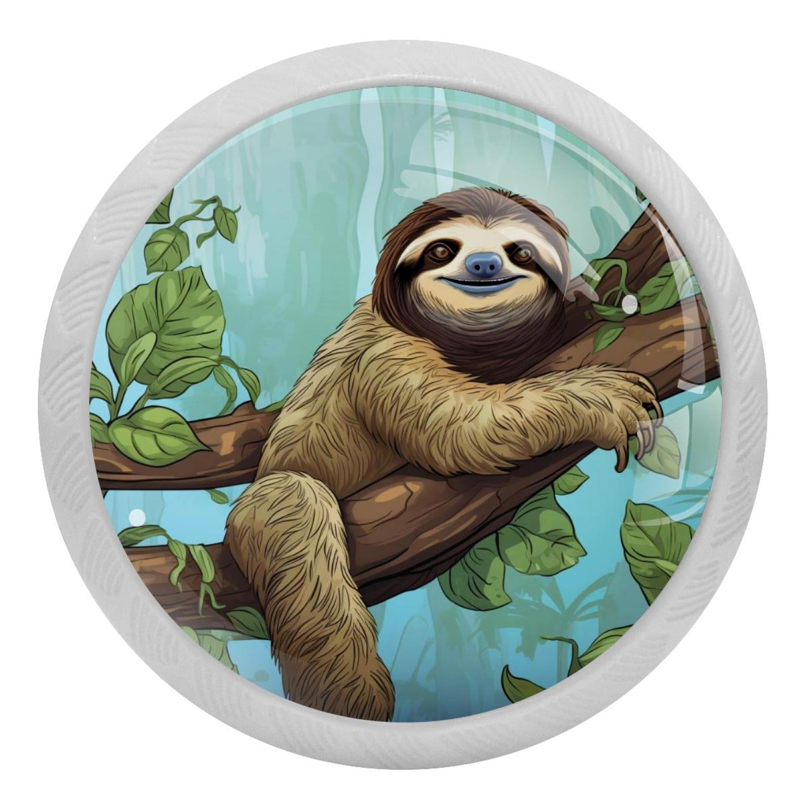 Sloth Fluorescent Drawer Pulls: Round 4-Pack Glow-in-the-Dark Knobs for ...