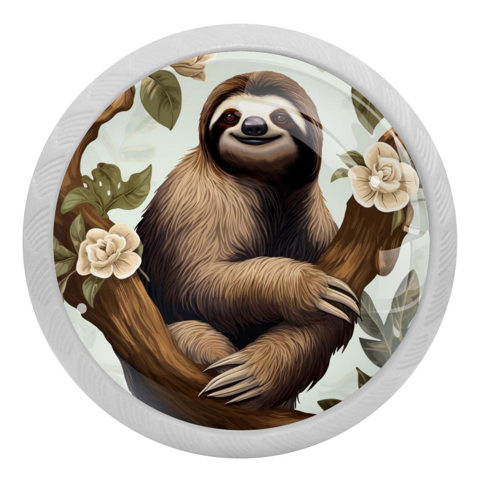 Sloth Fluorescent Drawer Pulls: Round 4-Pack with Glow-in-the-Dark ...