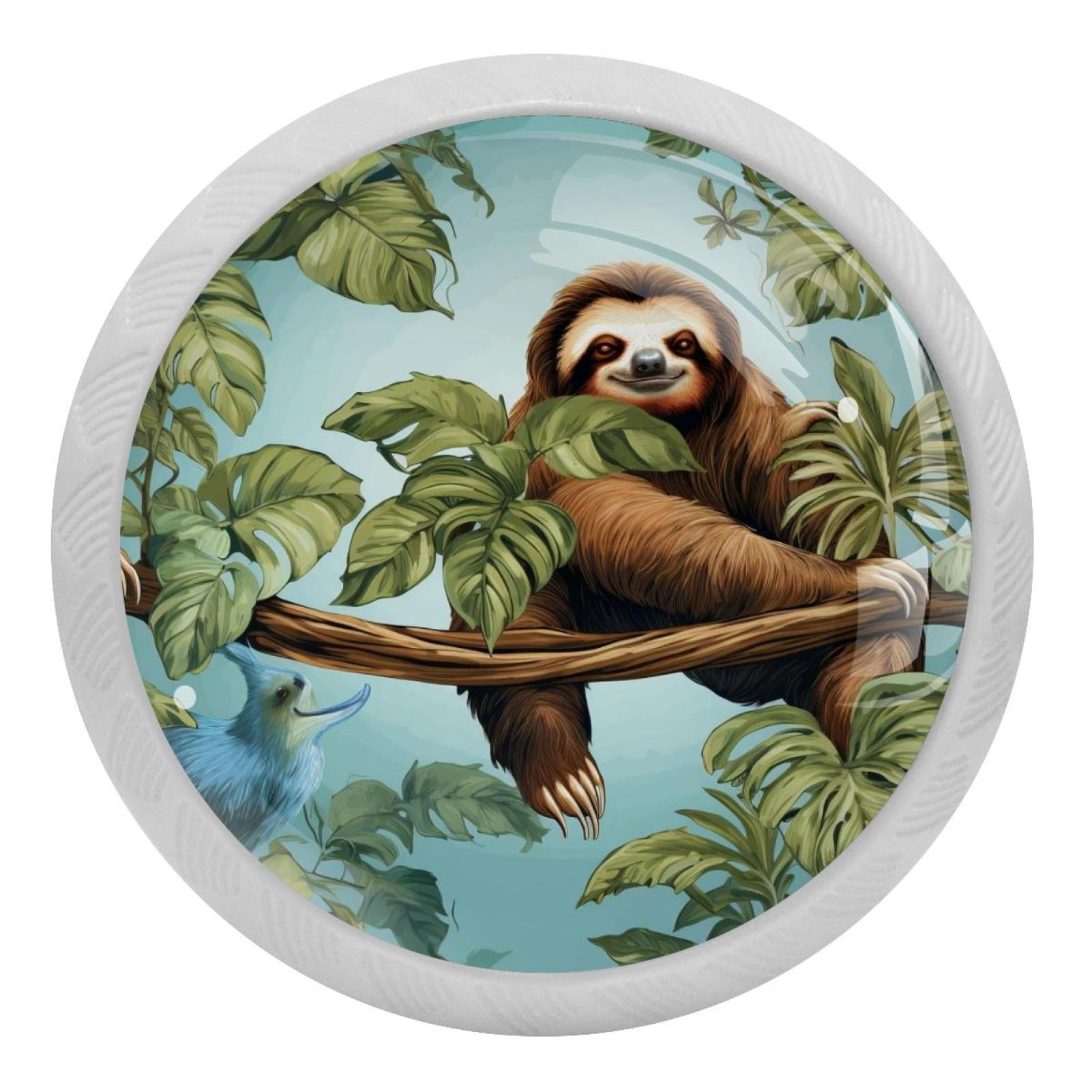 Sloth Fluorescent Drawer Pulls with Screws - Round 4-Pack, Glow-in-the ...