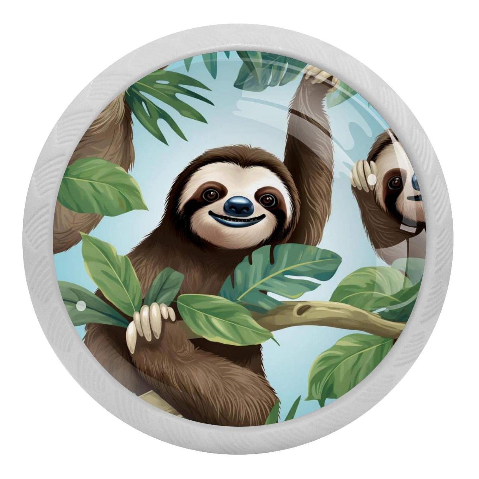 Sloth Fluorescent Drawer Pulls with Screws - Round 4-Pack, Glow-in-the ...