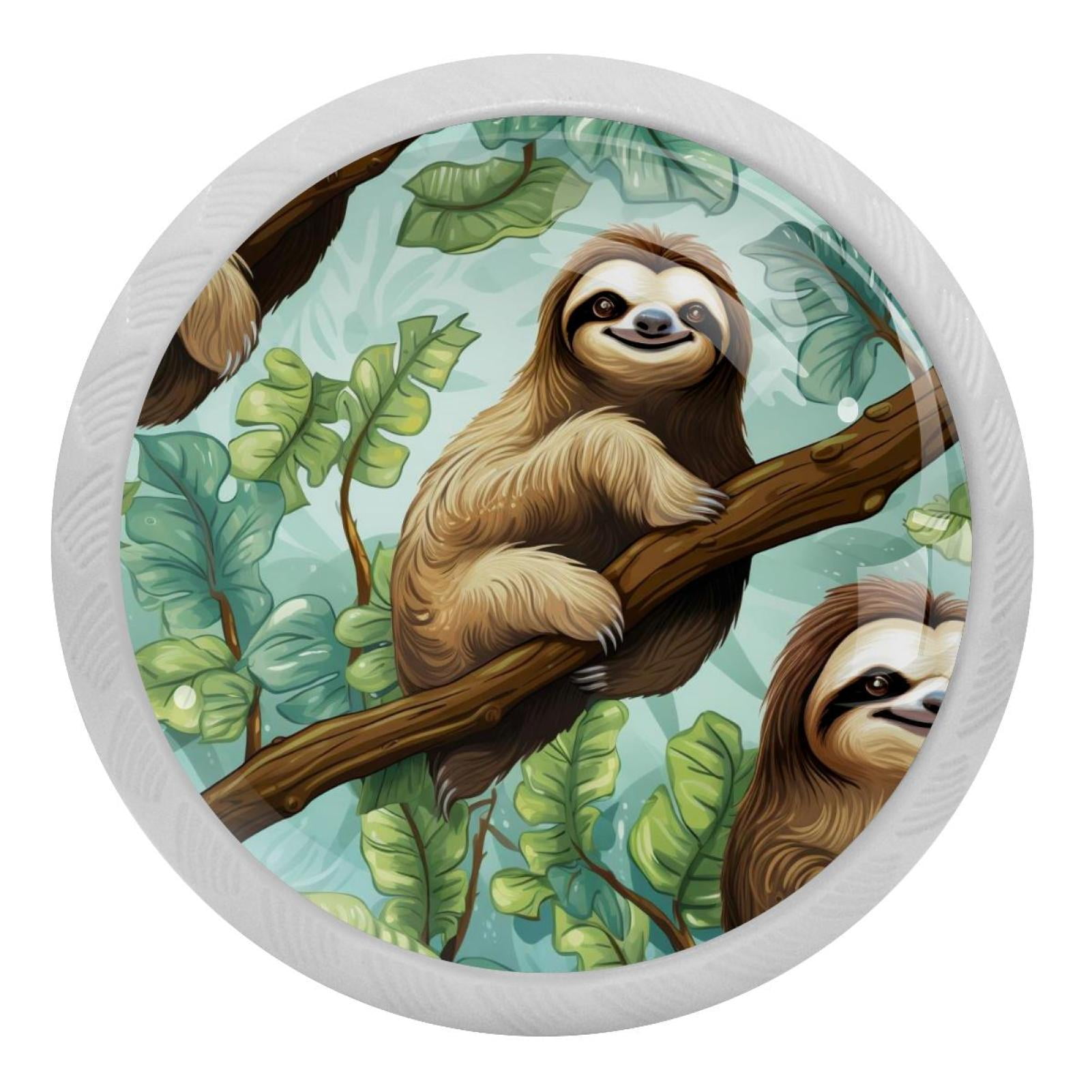 Sloth Fluorescent Drawer Pulls with Screws - Round 4-Pack, Glow-in-the ...