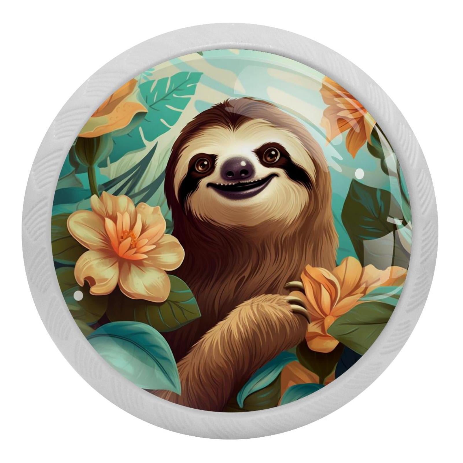 Sloth Fluorescent Drawer Pulls with Screws - Round 4-Pack: Glow-in-the ...