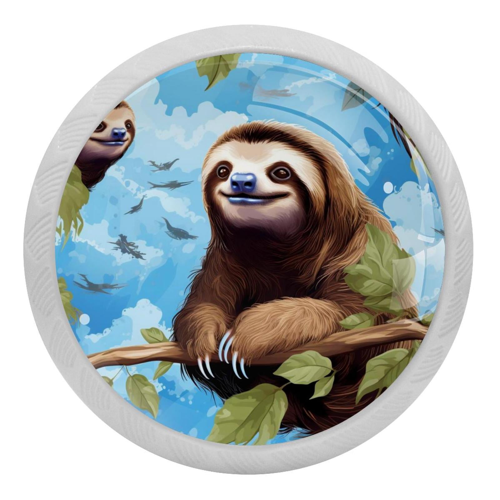 Sloth Fluorescent Drawer Pulls with Screws: Round 4-Pack of Glow-in-the ...