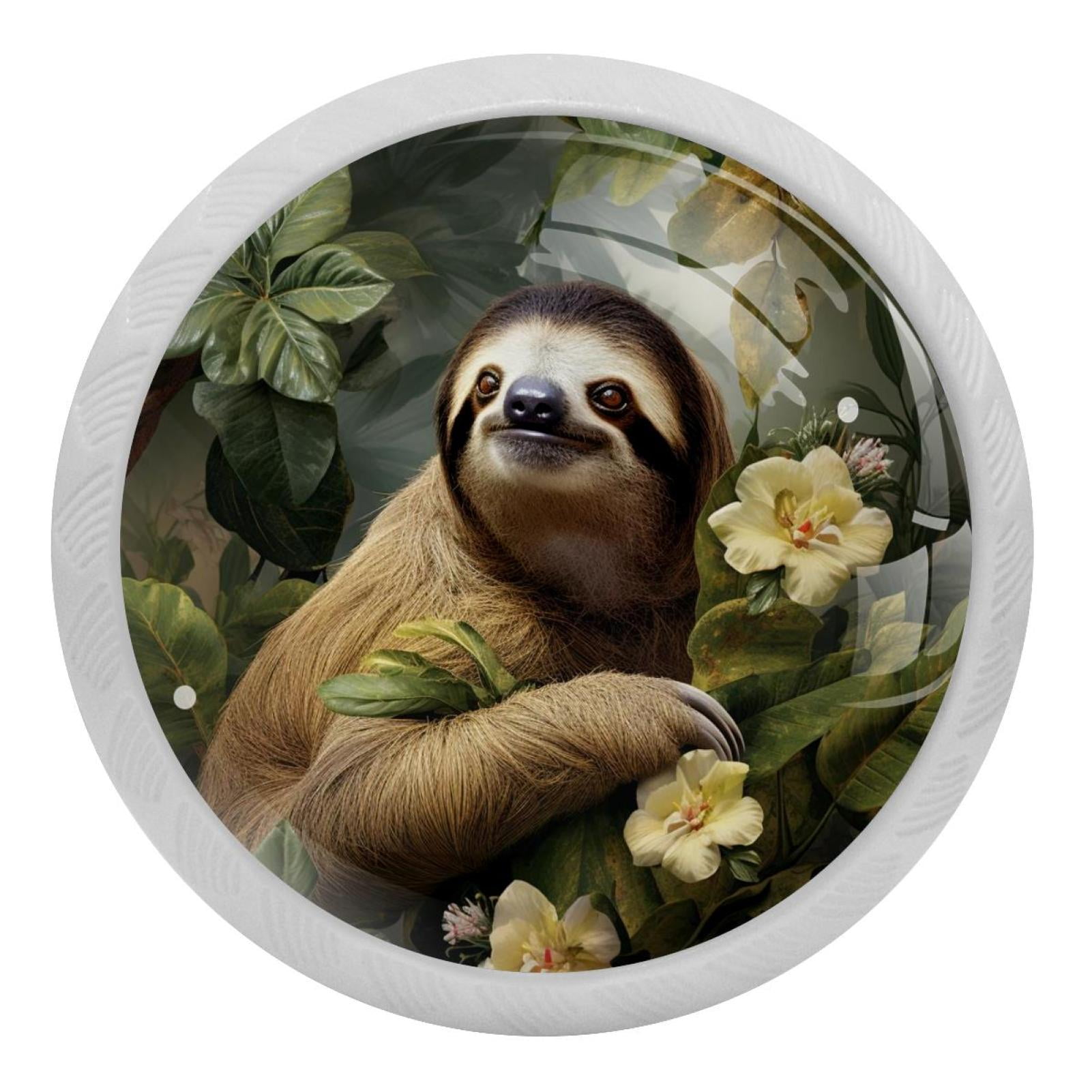 Sloth Fluorescent Drawer Pulls with Screws: Round 4-Pack Glow-in-the ...