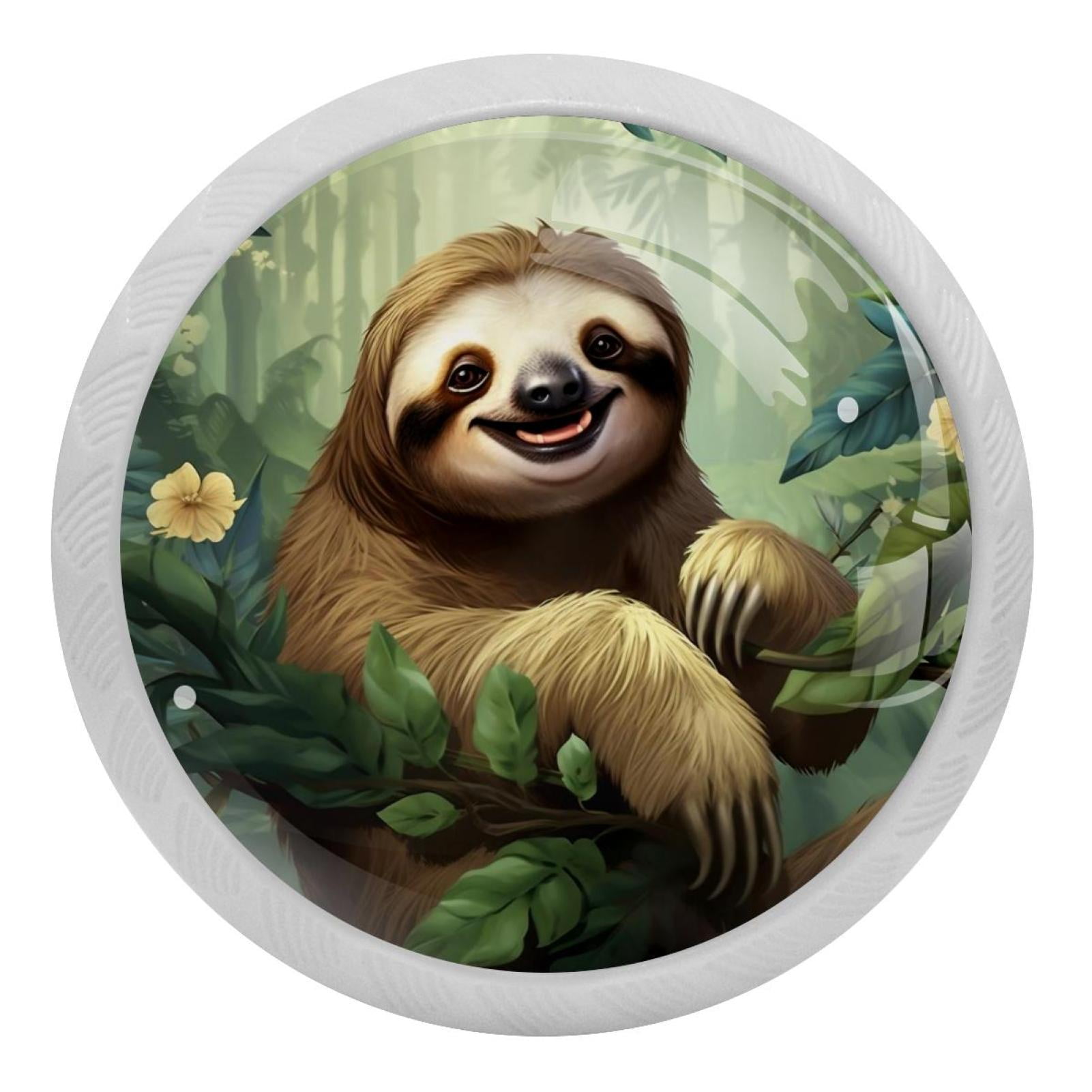 Sloth Fluorescent Drawer Pulls with Screws: Round 4-Pack Glow-in-the ...