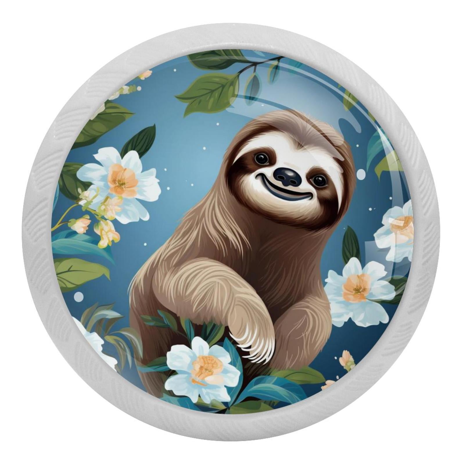 Sloth Fluorescent Drawer Pulls with Screws – Round 4-Pack, Glow-in-the ...