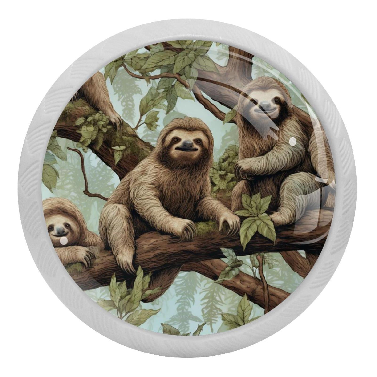 Sloth Fluorescent Drawer Pulls with Screws – Round 4-Pack, Glow-in-the ...