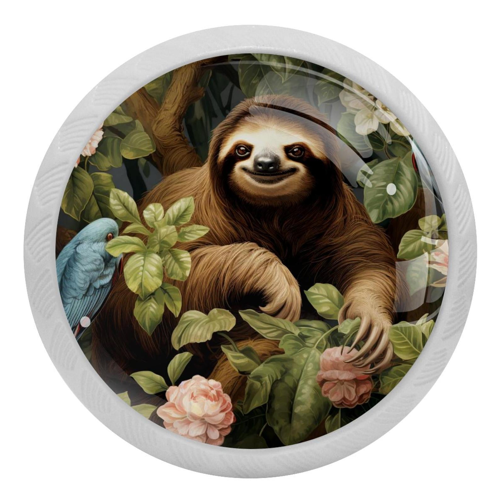 Sloth Fluorescent Drawer Pulls with Screws - Round 4-Pack - Glow-in-the ...