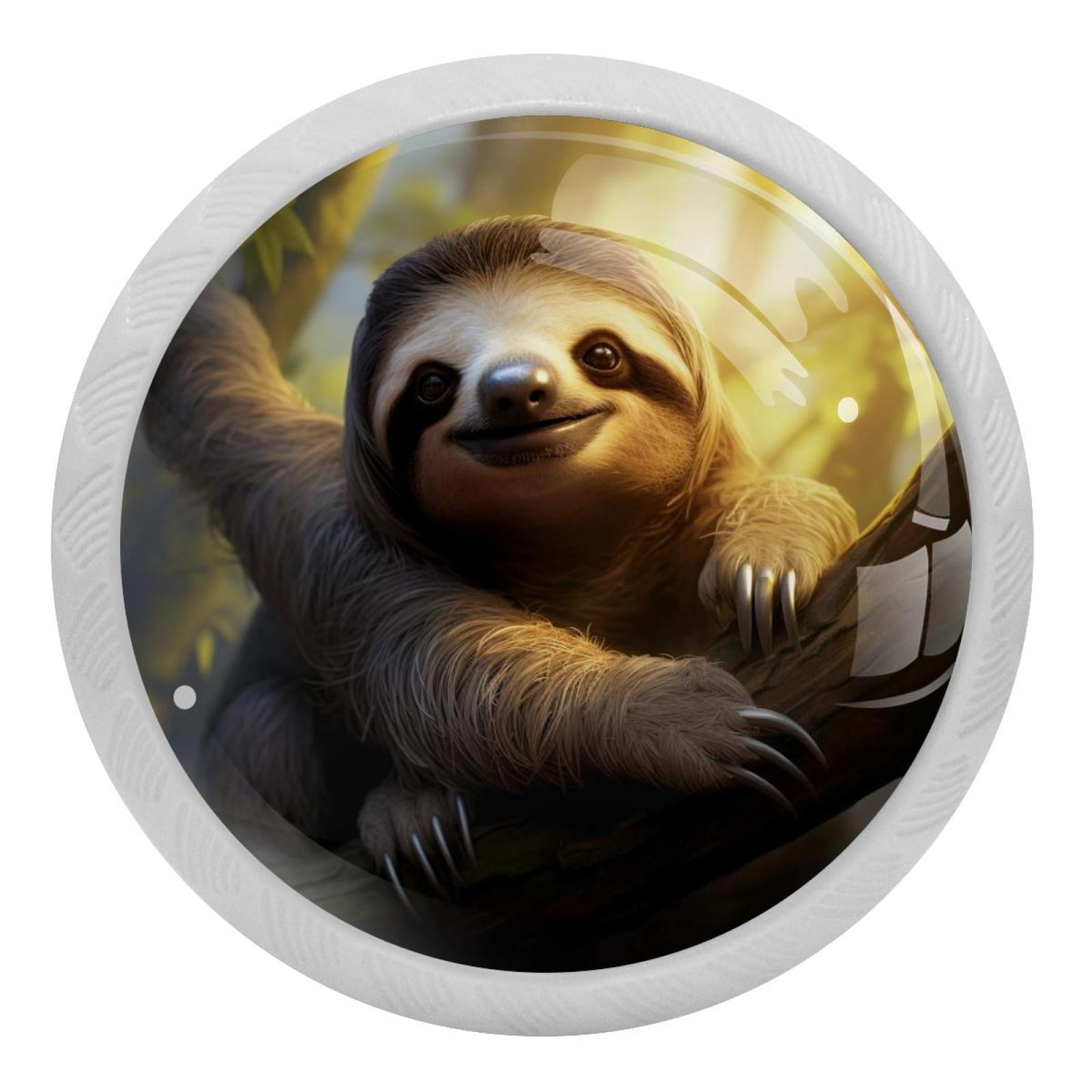 Sloth Fluorescent Drawer Pulls with Screws: Round 4-Pack Glow-in-the ...