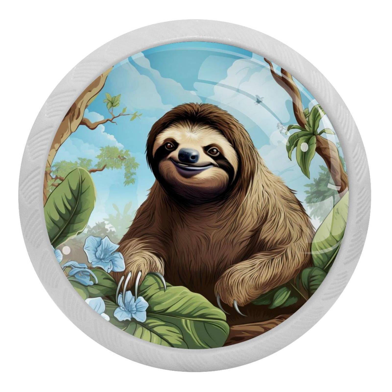 Sloth Fluorescent Drawer Pulls with Screws: Round 4-Pack Glow-in-the ...