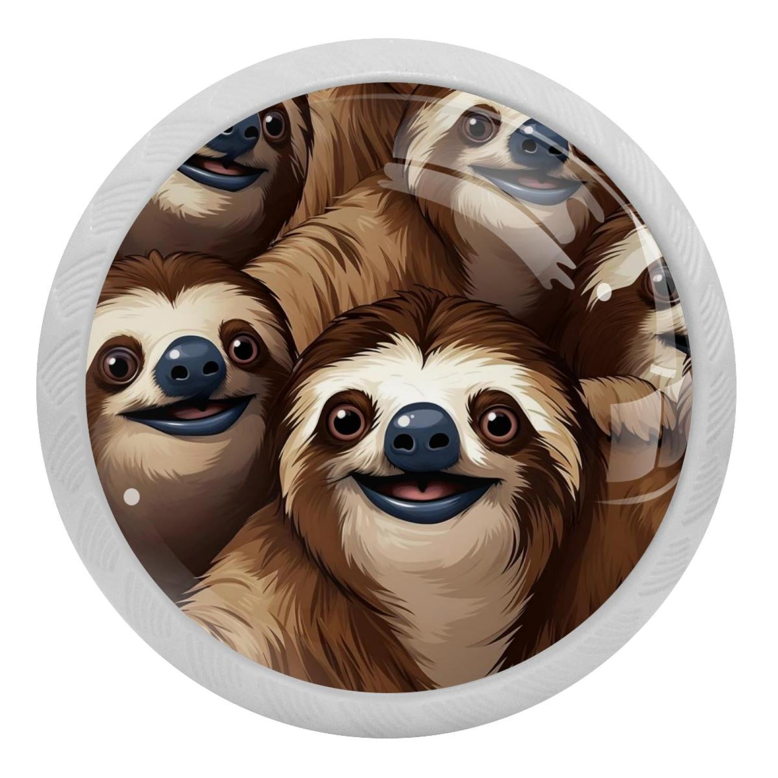 Sloth Fluorescent Drawer Pulls with Screws: Round 4-Pack, Glow-in-the ...