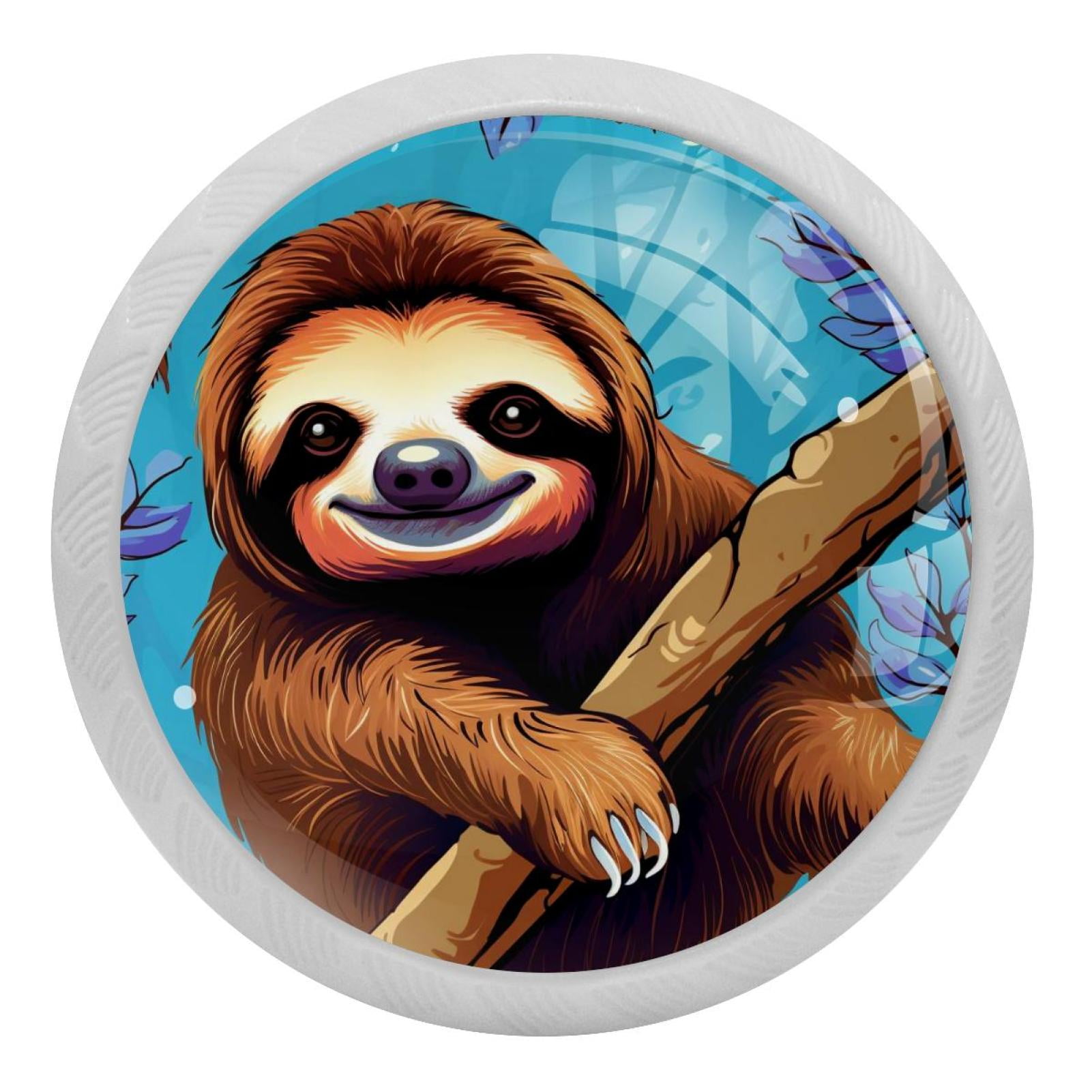 Sloth Fluorescent Drawer Pulls with Screws: Round 4-Pack, Glow-in-the ...