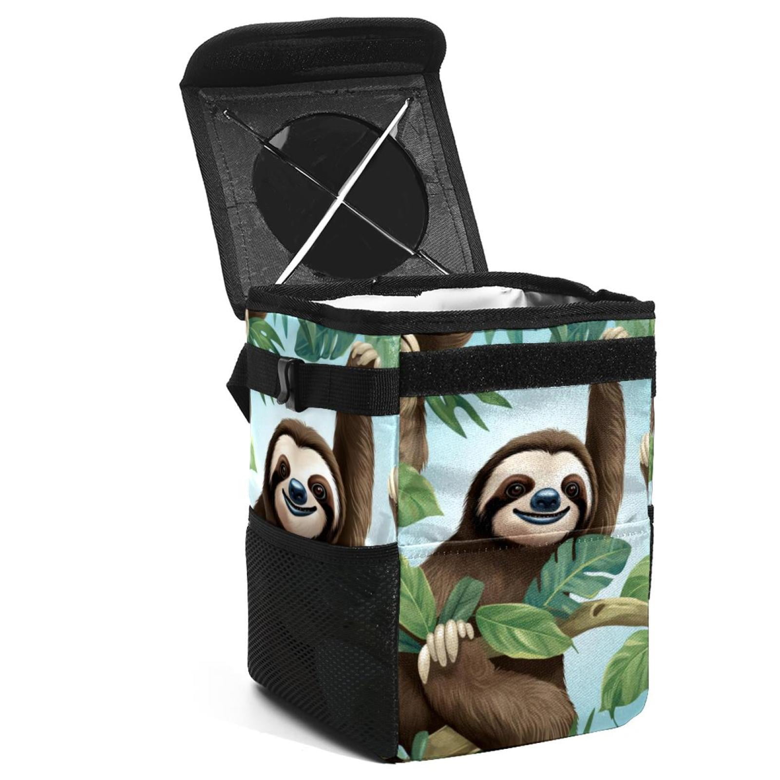Sloth Foldable Car Trash Bin with Lid, Leak-Proof Mini Trash Can, Car ...