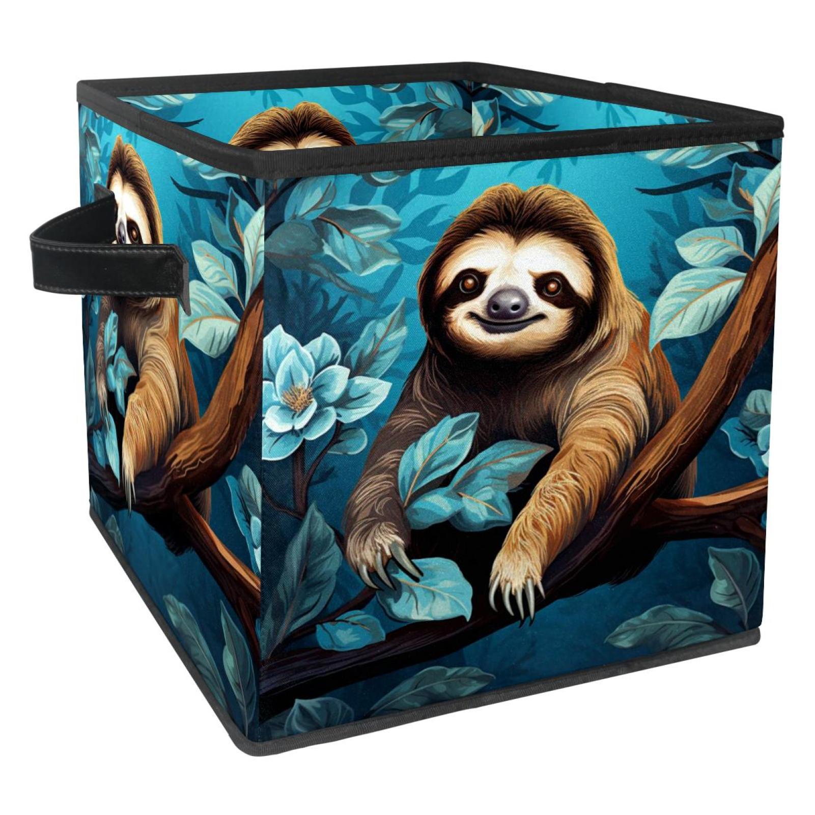 Sloth Foldable Clothes Storage Baskets with Handle - 10.8"x10.5"x10.6 ...