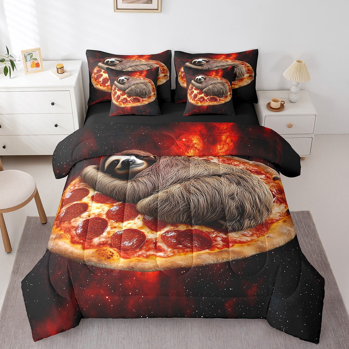 Sloth Full Comforter Set 7 Piece,Space Sloth Bed In A Bag With Sheets ...