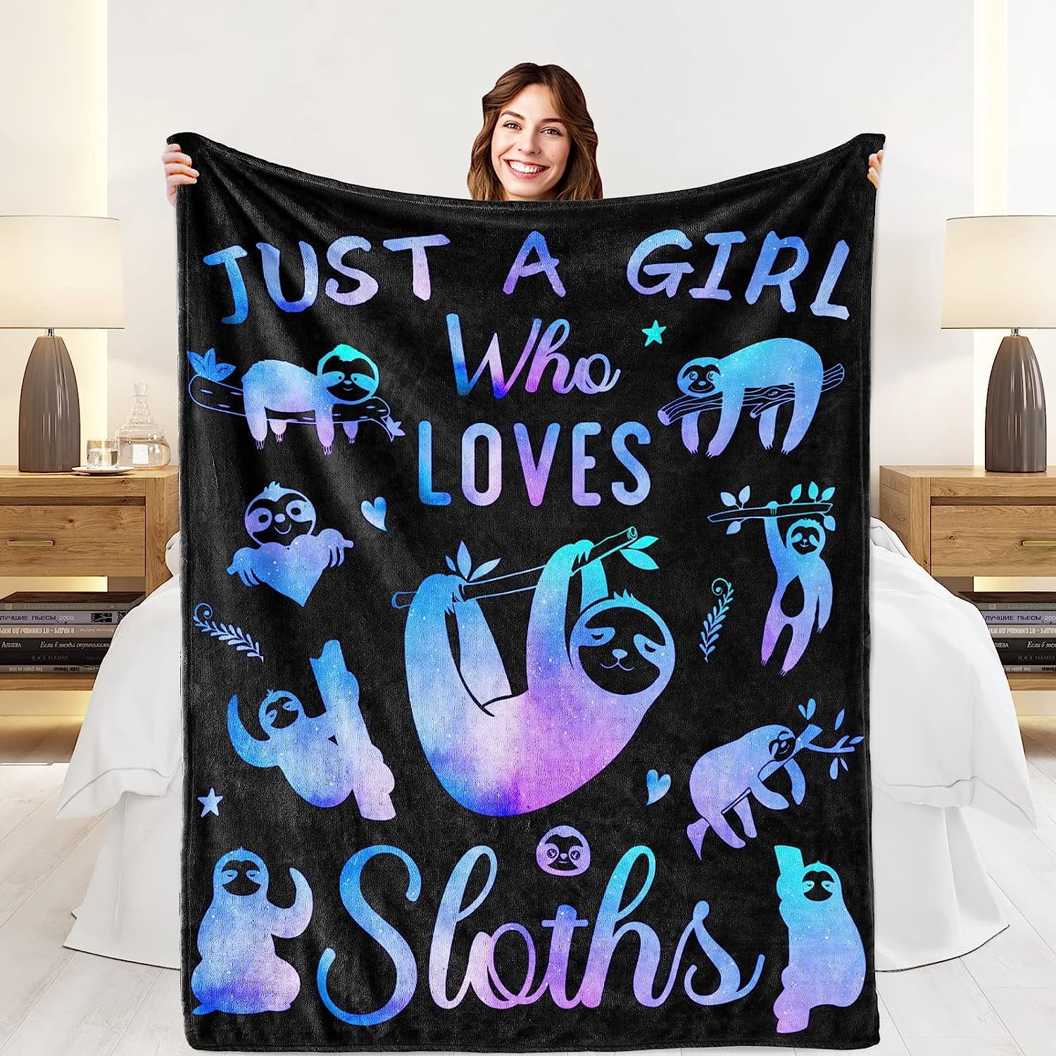 Sloth Gifts Throw Blanket for Sloth Lovers Birthday Halloween Sloth ...
