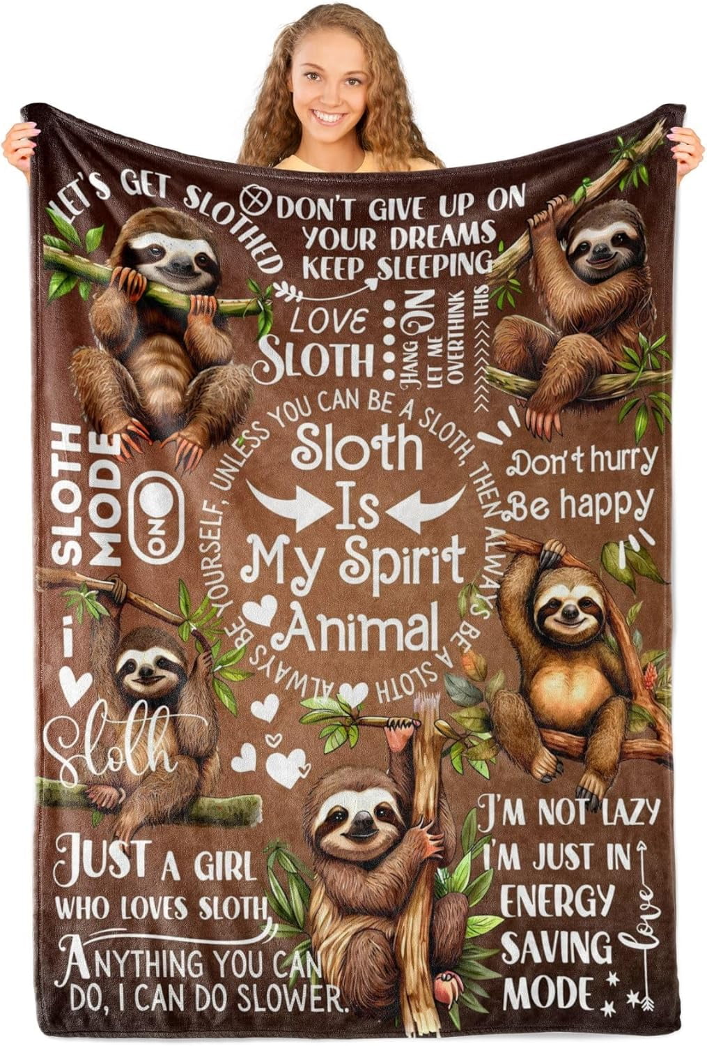 Sloth Gifts for Women, Sloth Throw Blanket, Sloth Flannel Blankets for ...
