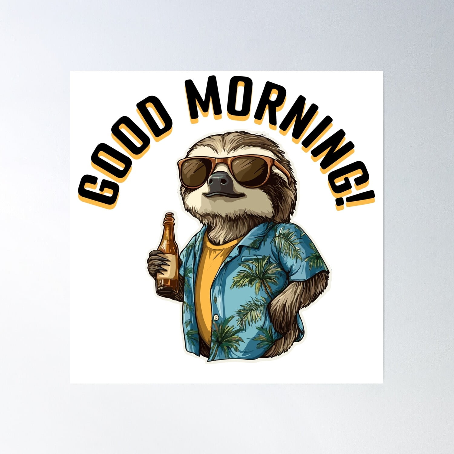 Sloth - Good Morning! (With Black Lettering) Poster Wall Art, Modern ...