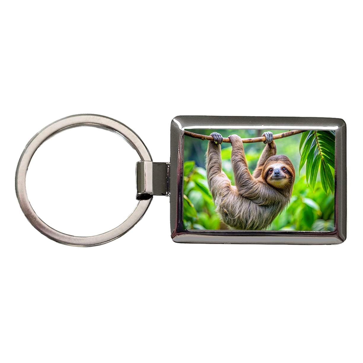 Sloth Hanging From Branch Metal Rectangle Keychain - Walmart.com
