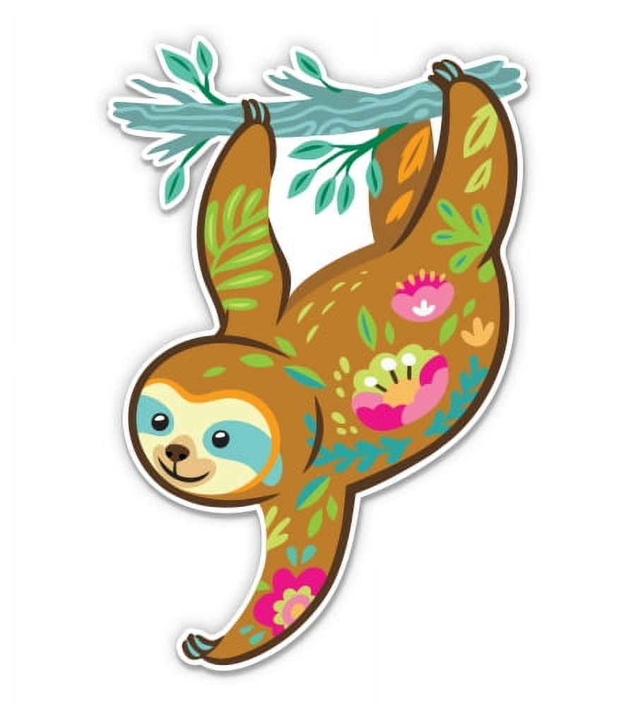 Sloth Hanging on Branch - 7" Vinyl Sticker - For Car Laptop I-Pad ...