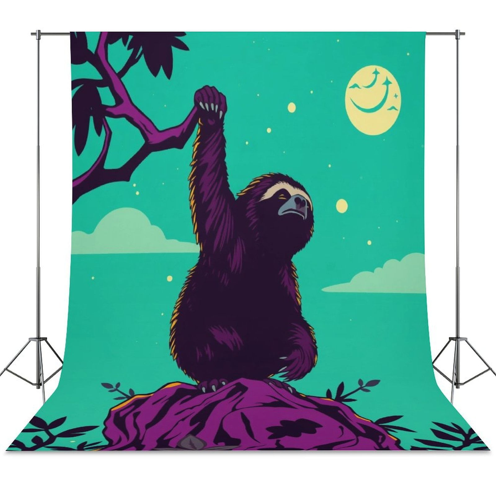 Sloth Hangs Moonlit Rock Backdrop Baby Shower Newborn Portrait Girl Boy ...