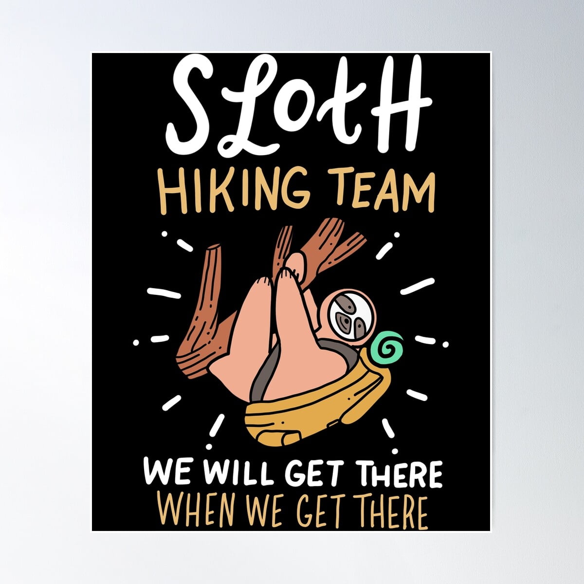 Sloth Hiking Poster Wall Art, Modern Wall Decor For Living Room Bedroom ...