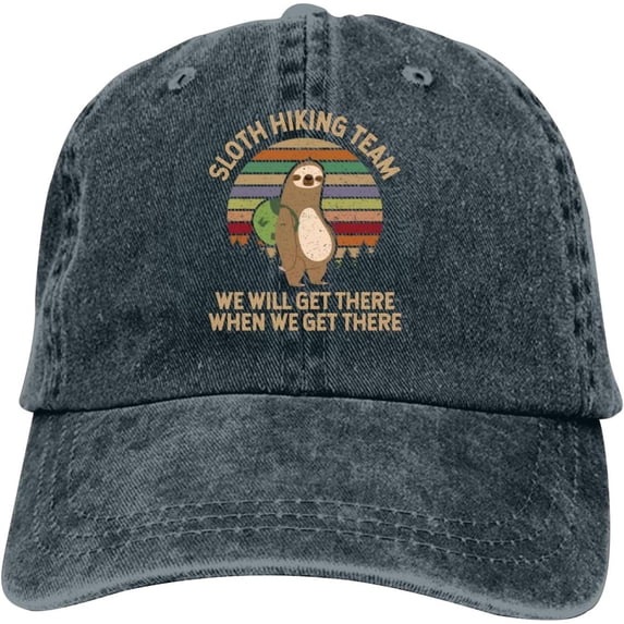 Sloth Hiking Team Baseball Cap Vintage Adjustable Washed Hats Cowboy ...