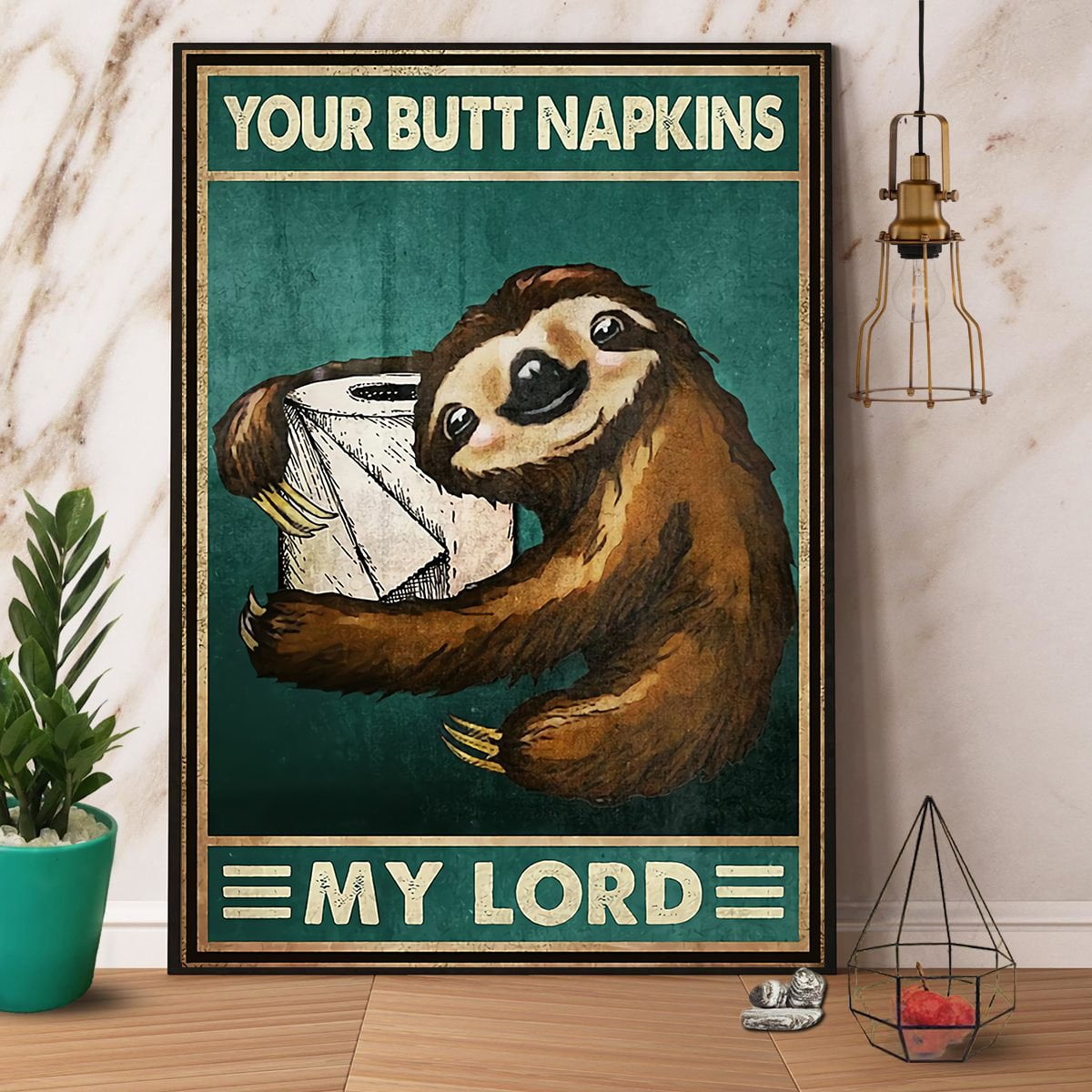 Sloth Hugging Toilet Paper Your Butt Napkins My Lord Vintage Vertical ...