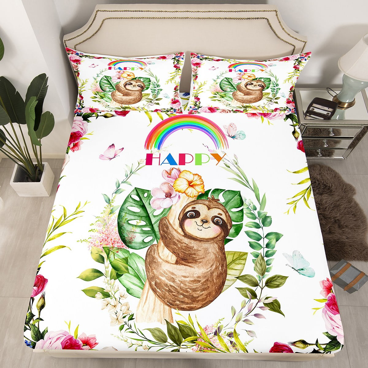 Sloth Kawaii Bedding Set Girls Room Decor,Cartoon Sloth Wild Jungle ...