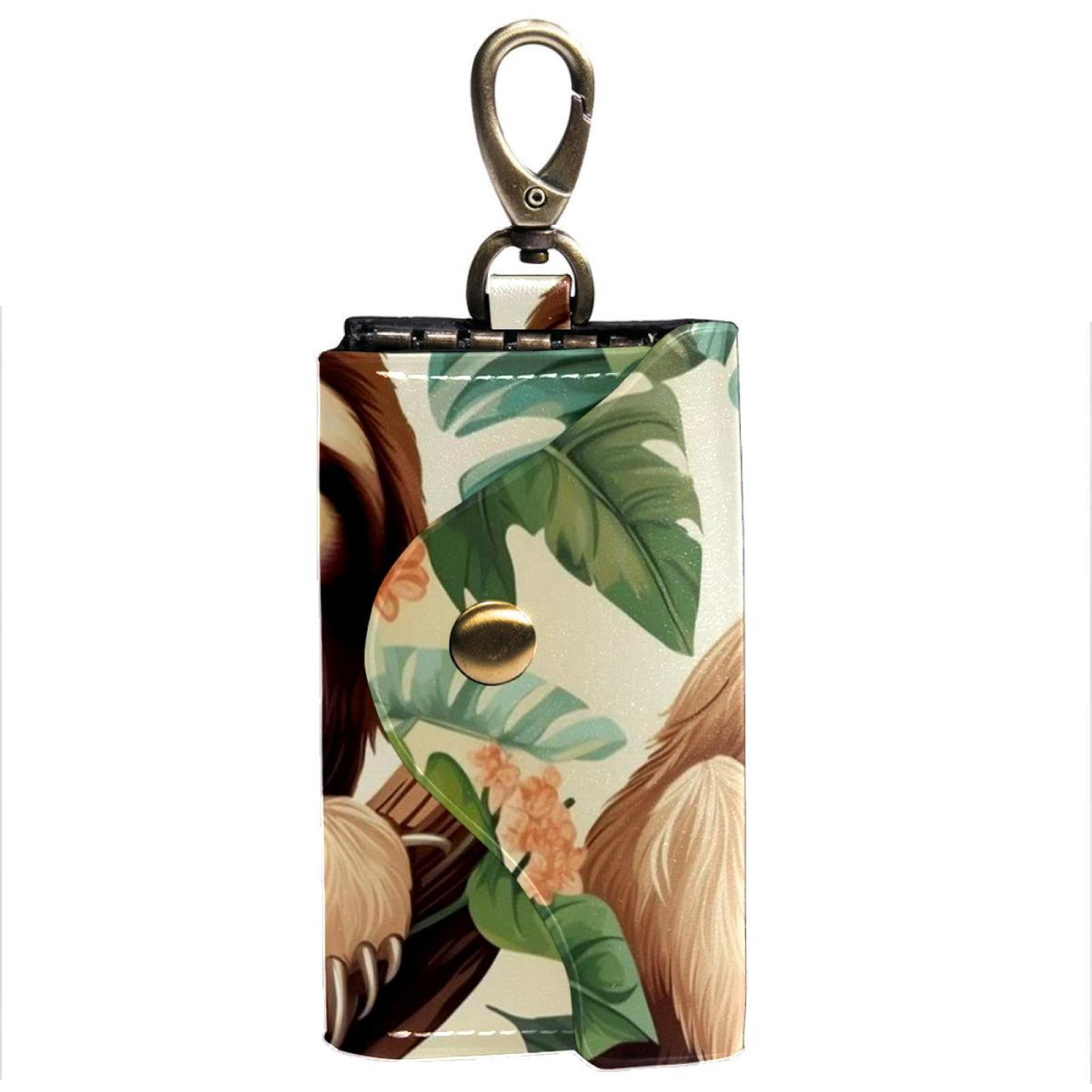 Sloth Key Case Card ID Holder Wallet with 6 Hooks and Side Pockets for ...