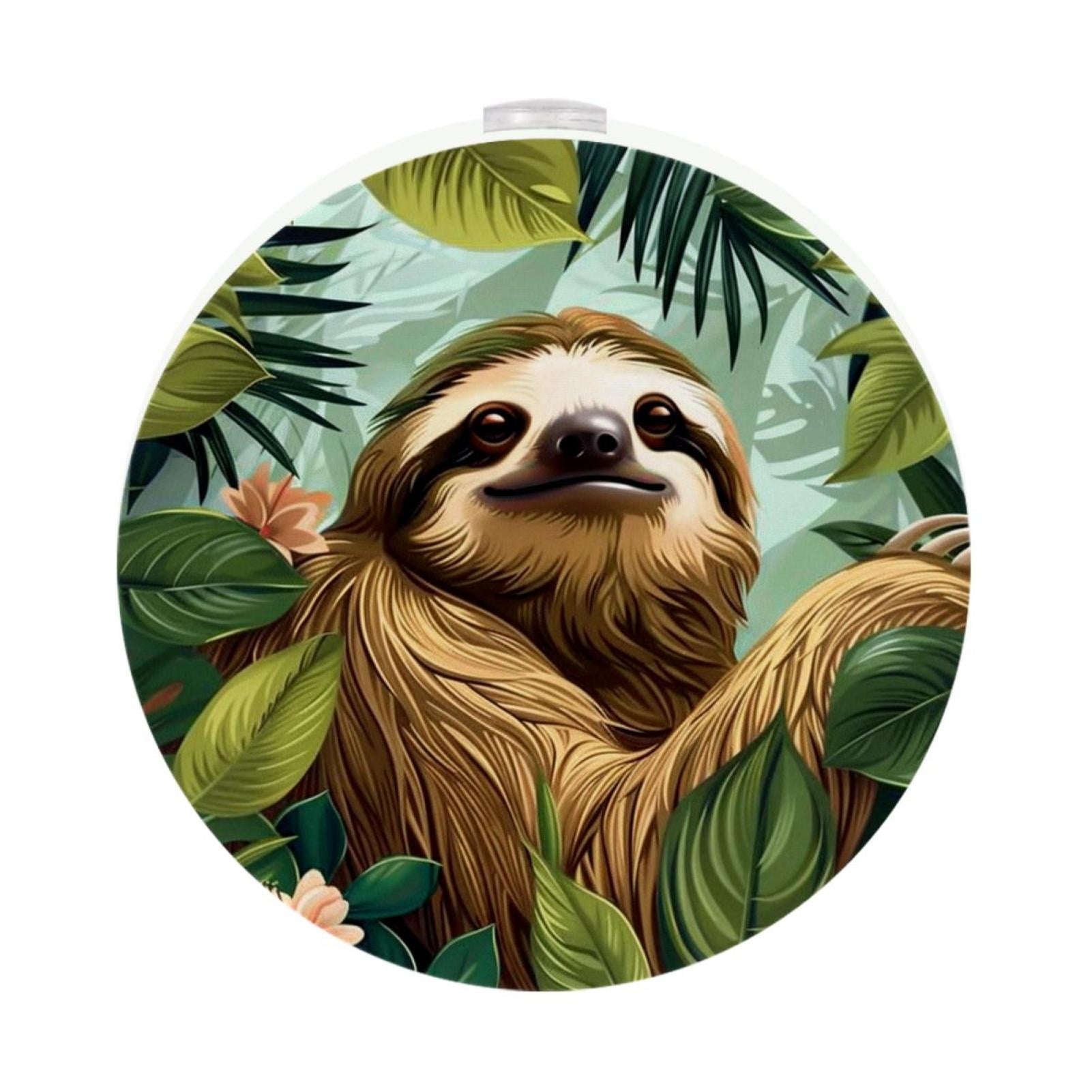 Sloth LED Round Night Light - 2PCS, Soft Glow Decorative Nightlights ...
