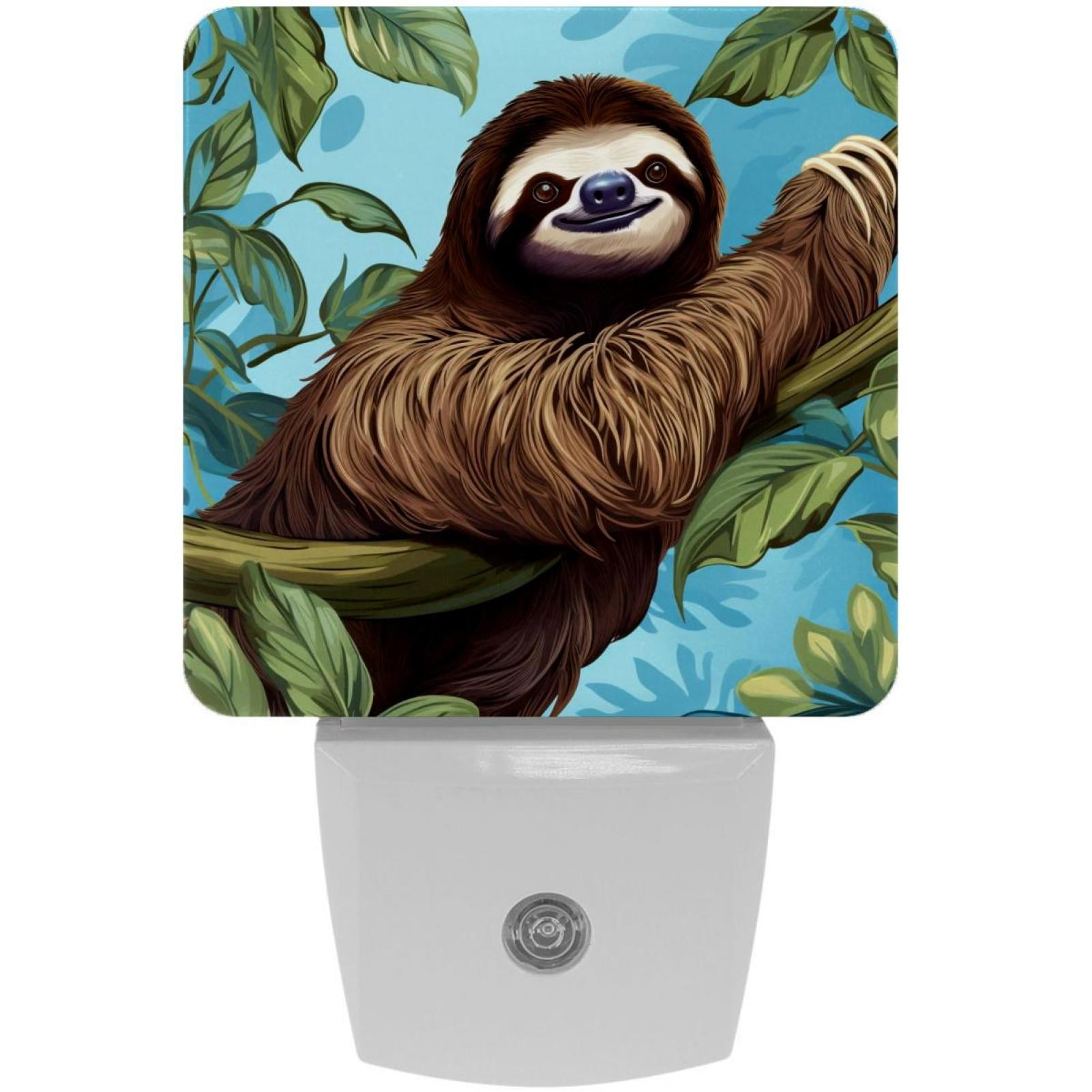 Sloth LED Square Night Light - Energy Efficient Plug-in Nightlight with ...